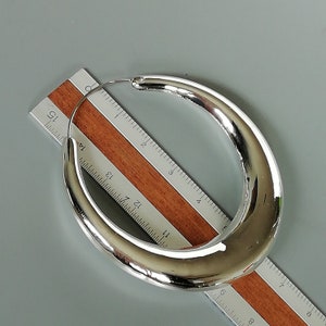 Large Sterling Silver Statement Hoops | 60mm Hoops | Crescent Ear Hoops ...