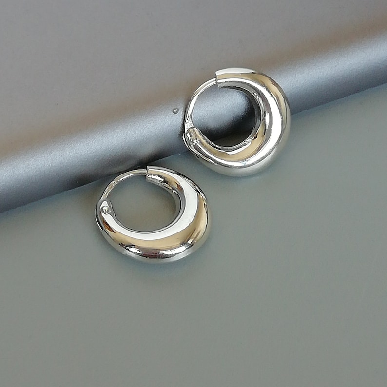 12 Mm Silver Hoops Simple Hoops Crescent Hoops Silver - Etsy
