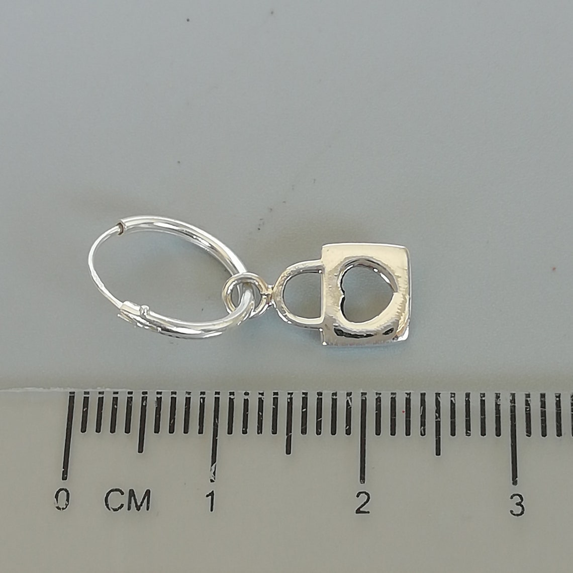 Sterling silver lock and key charm hoops Silver charm hoop | Etsy