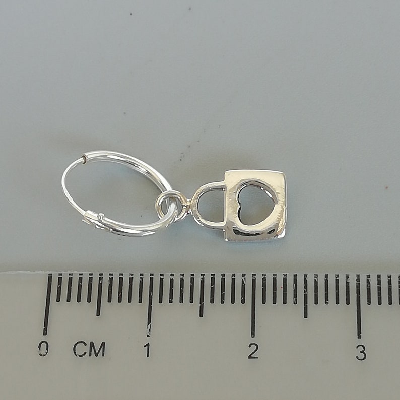 Sterling Silver Lock and Key Charm Hoops Silver Charm Hoop - Etsy
