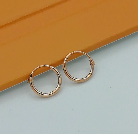 10mm Pink Hoops Rose Gold Hoops Tiny Hoops Silver - Etsy