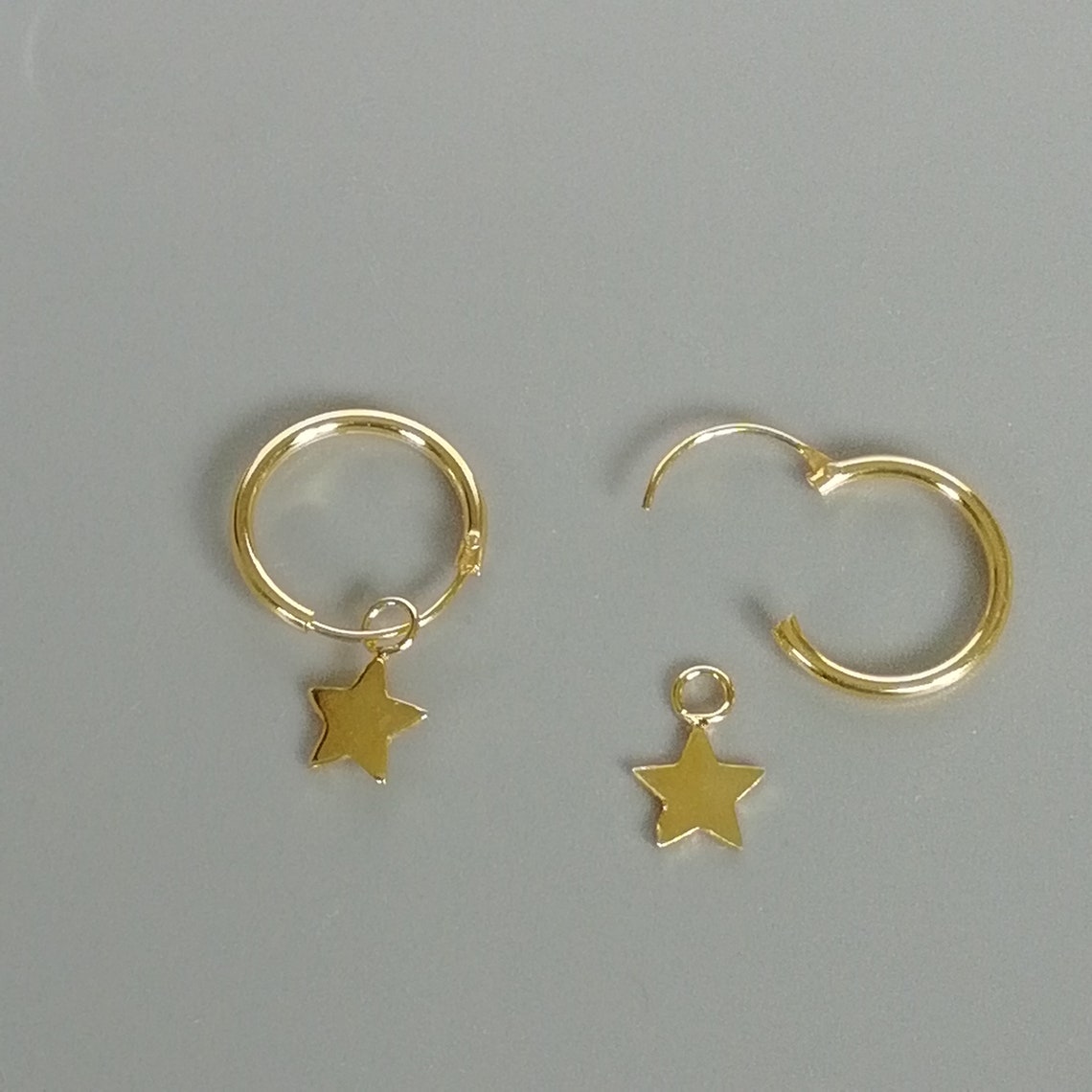 Gold dipped star charm hoops 12 mm hoop earrings | Etsy