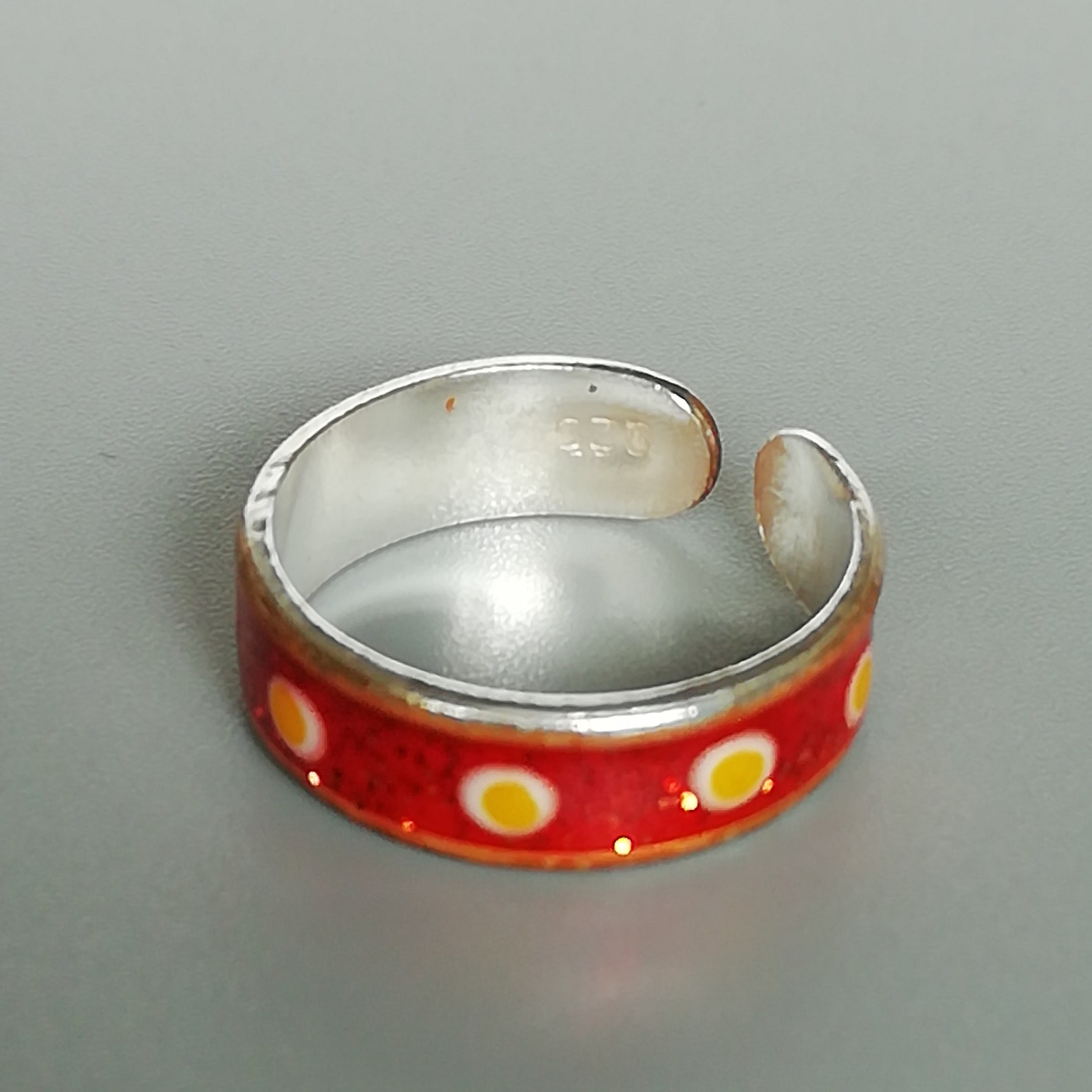 Red toe ring Sterling silver toe band Tiny dots toe band | Etsy