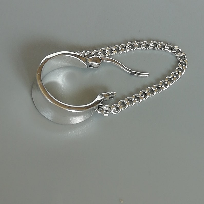 Sterling Silver Chain Hoops Long Chain Hoops Minimalist - Etsy