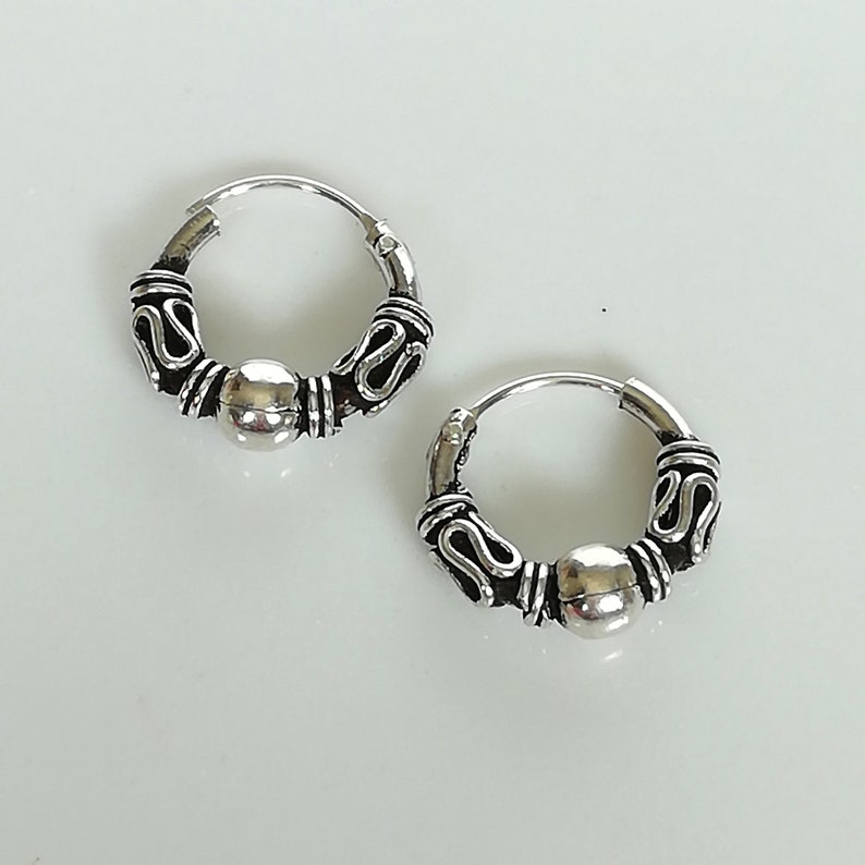 Bali Silver Hoops 12mm Silver Hoops Sliver Ball Hoops - Etsy