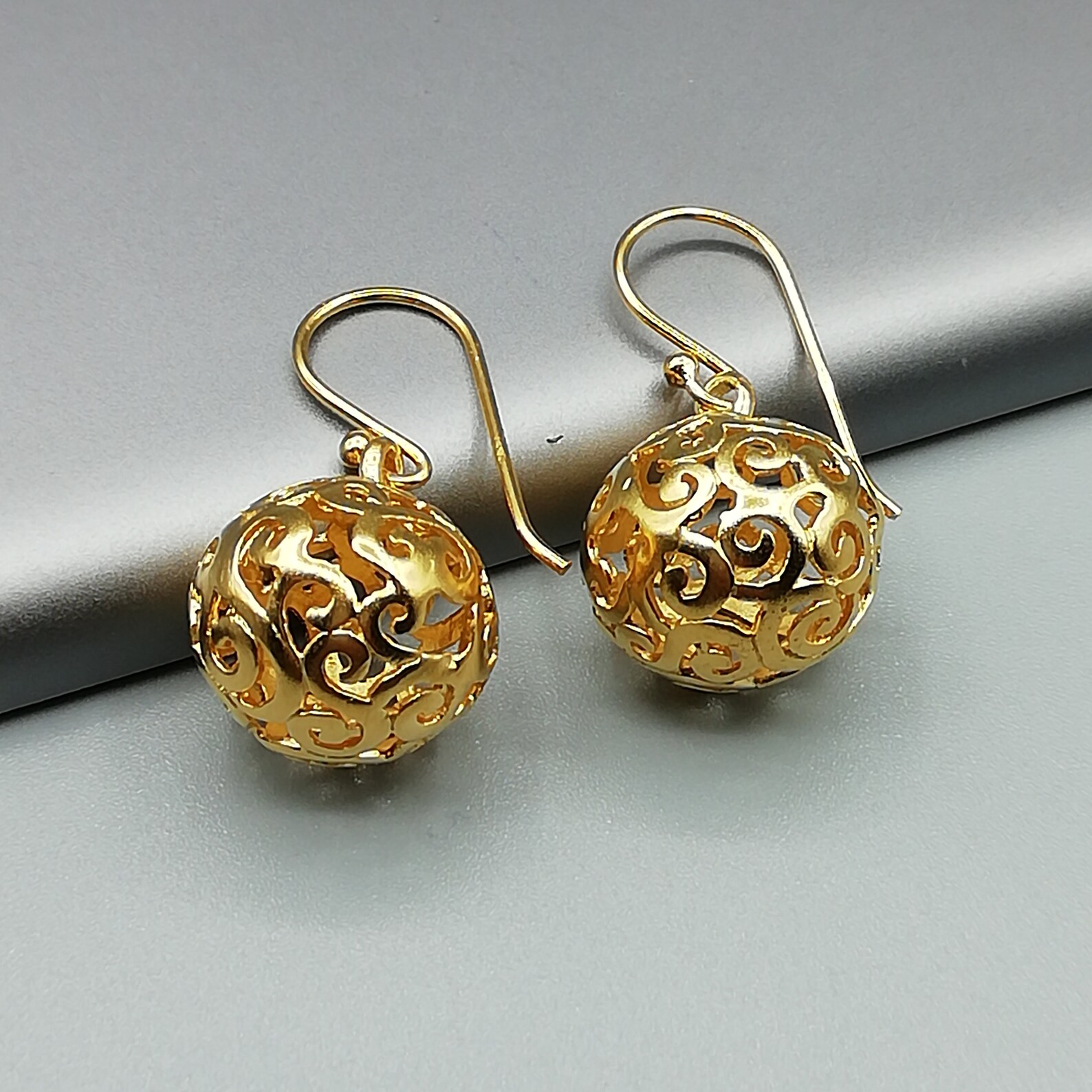 Filigreed Ball Ear Danglers | Gold Plated Earrings | Christmas Gifts ...