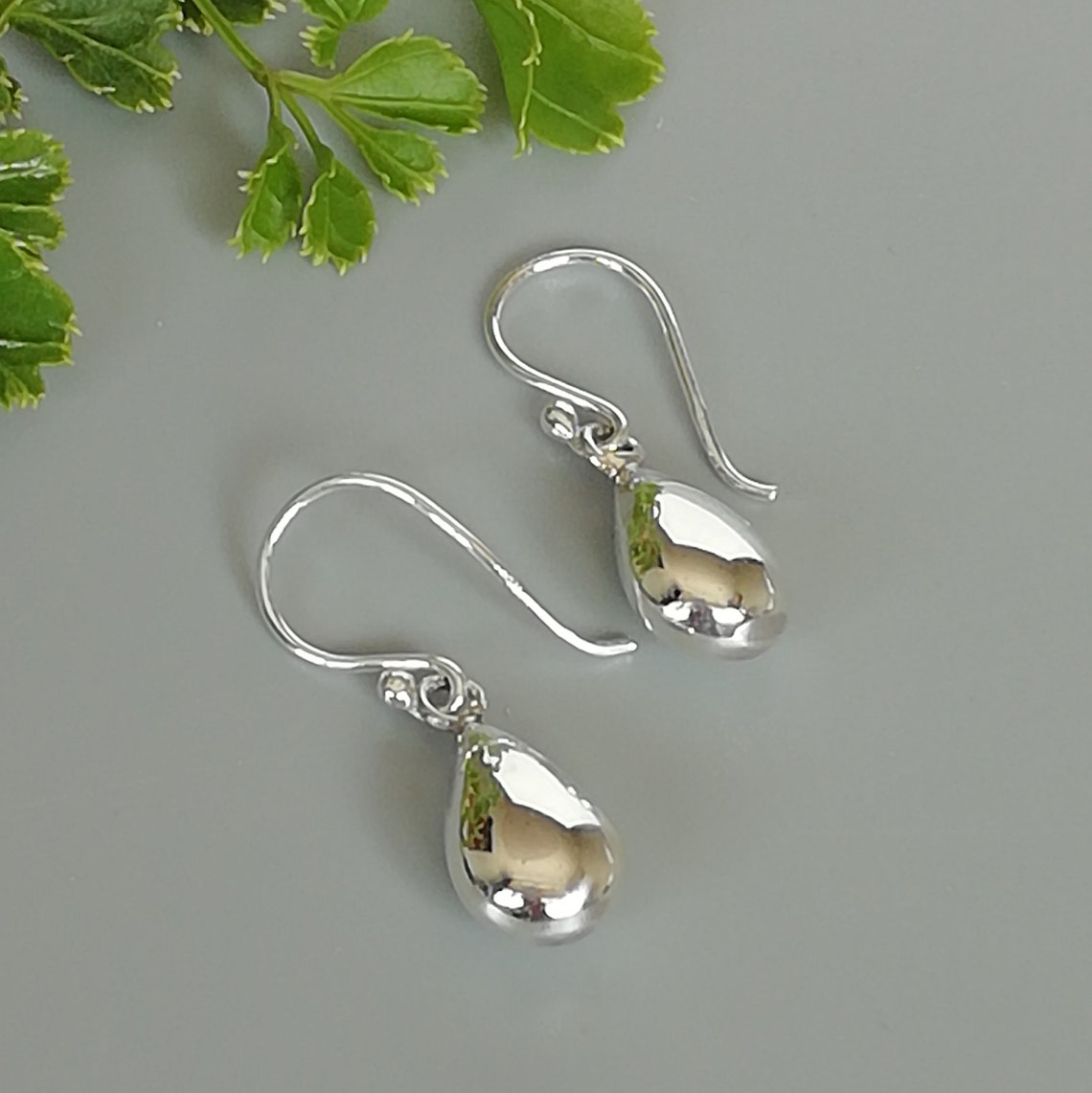 Silver drop earring Simple silver earrings Tear drop | Etsy