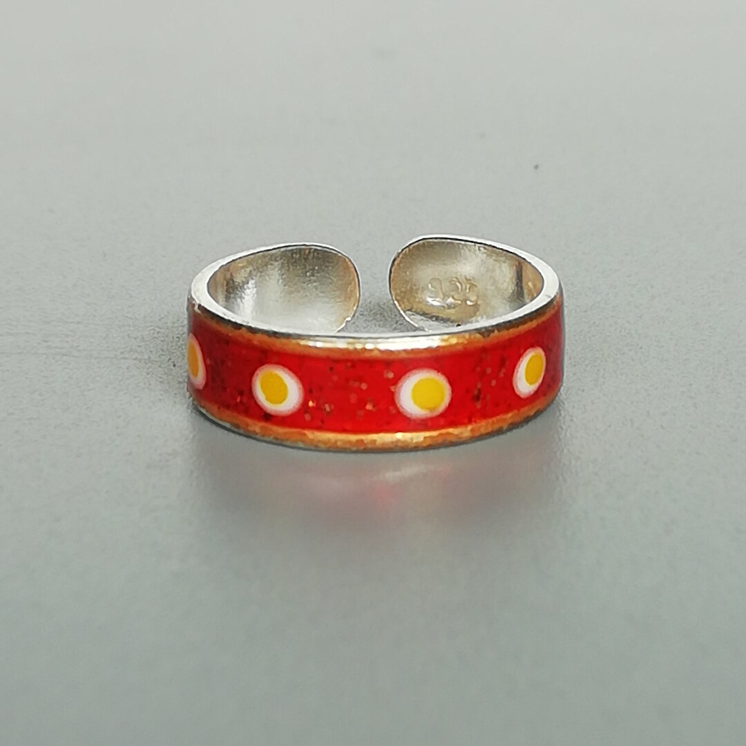 Red Toe Ring Sterling Silver Toe Band Tiny Dots Toe Band - Etsy