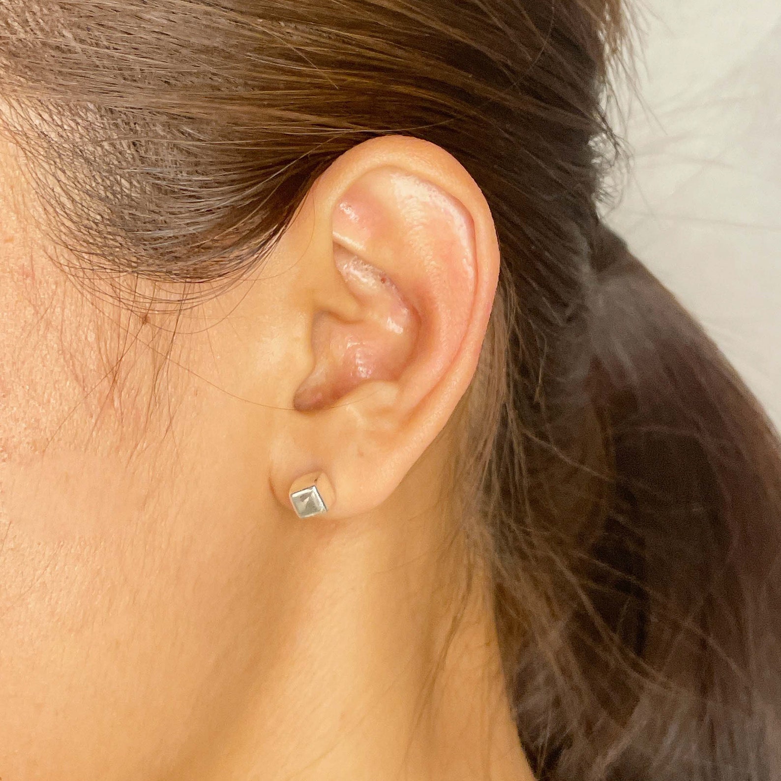 Silver Cube Ear Studs Square Cube Earrings Minimalist - Etsy