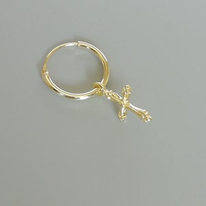 Gold Cross Charm Hoops | Tiny Cross Earrings | Jewelry Making | 12 Mm ...