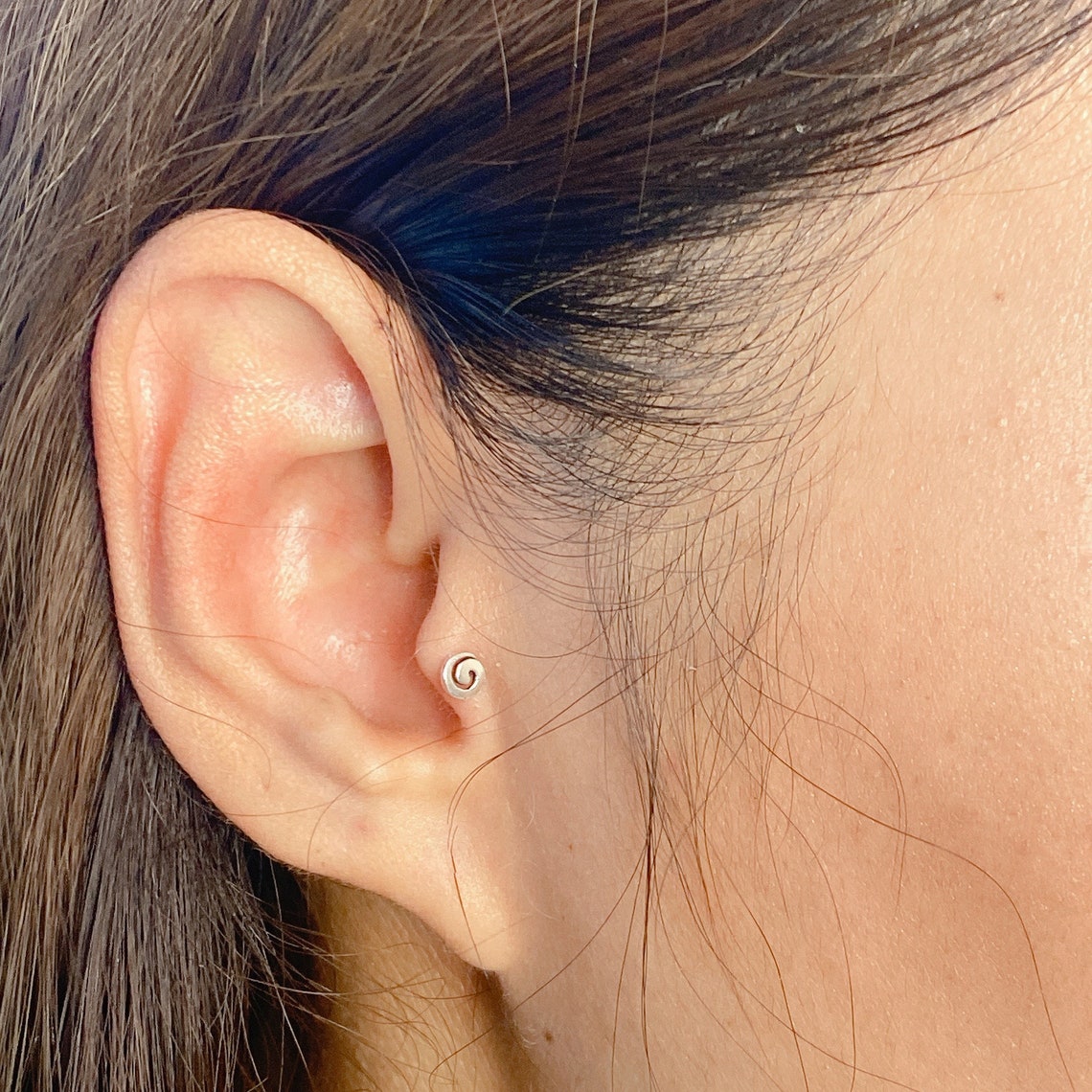 Sterling Silver Spiral Ear Studs Delicate Ear Studs | Etsy