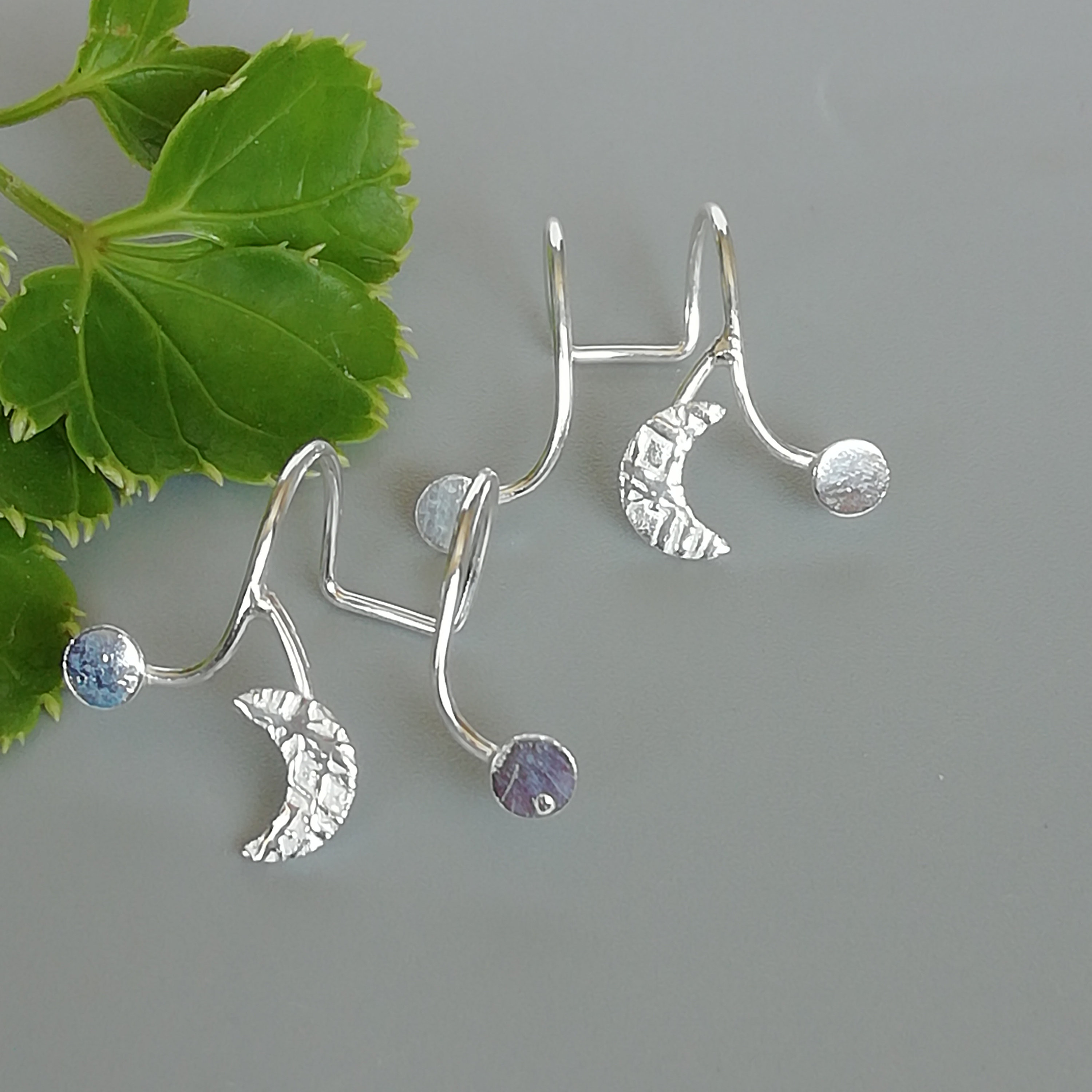 Celestial silver ear cuff Moon phase ear cuff No piercing | Etsy