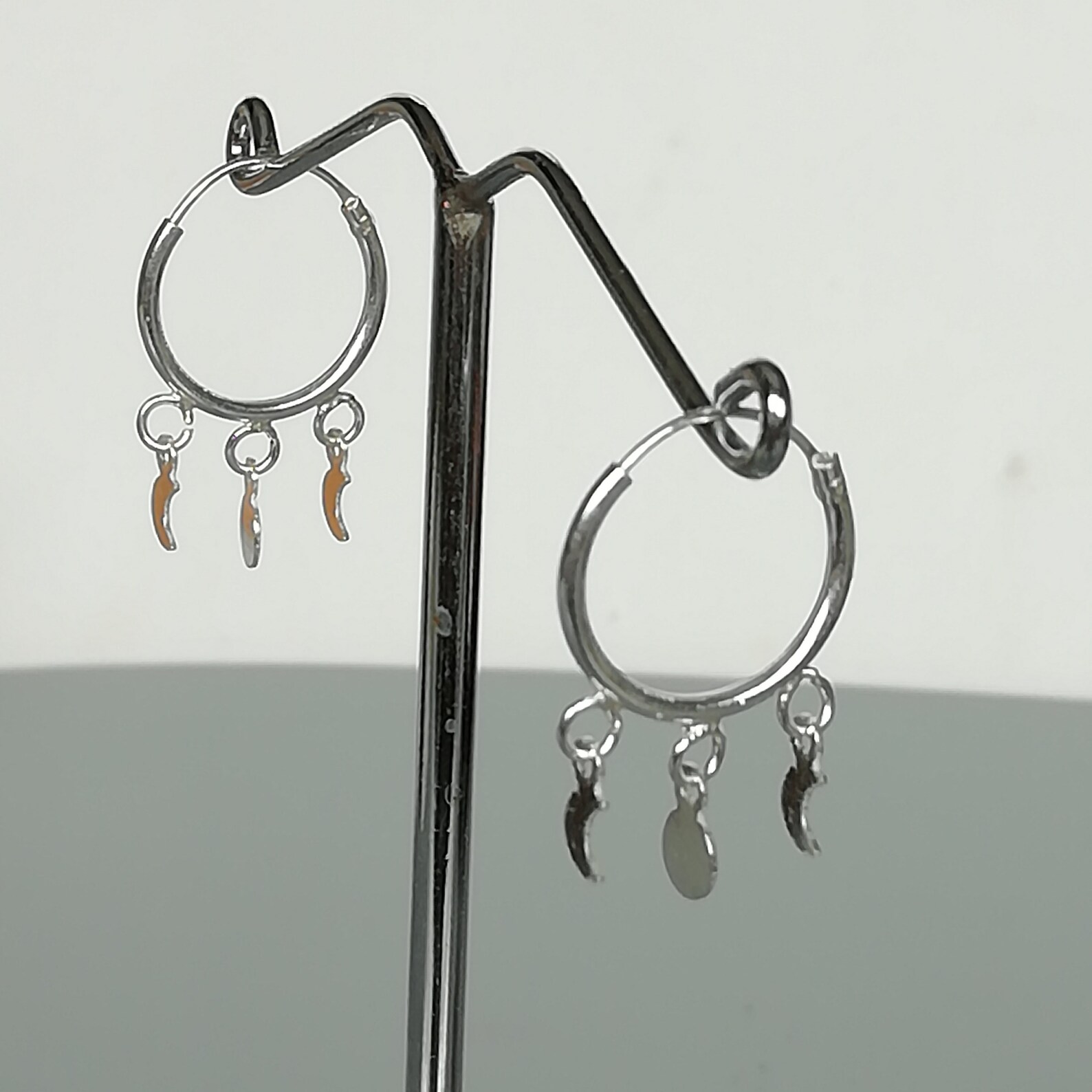 Sterling Silver Moon Phase Charms Hoops 15 Mm Hoop Earrings - Etsy