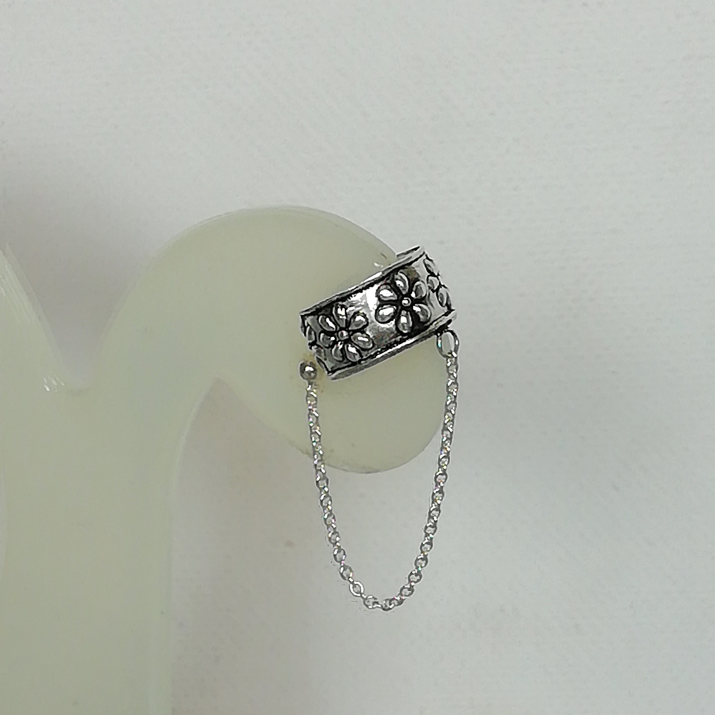 Sterling Silver Daisy Ear Cuff | Ear Cuff With Chain | 925 Silver Cuff ...
