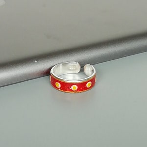 Red Toe Ring Sterling Silver Toe Band Tiny Dots Toe Band - Etsy