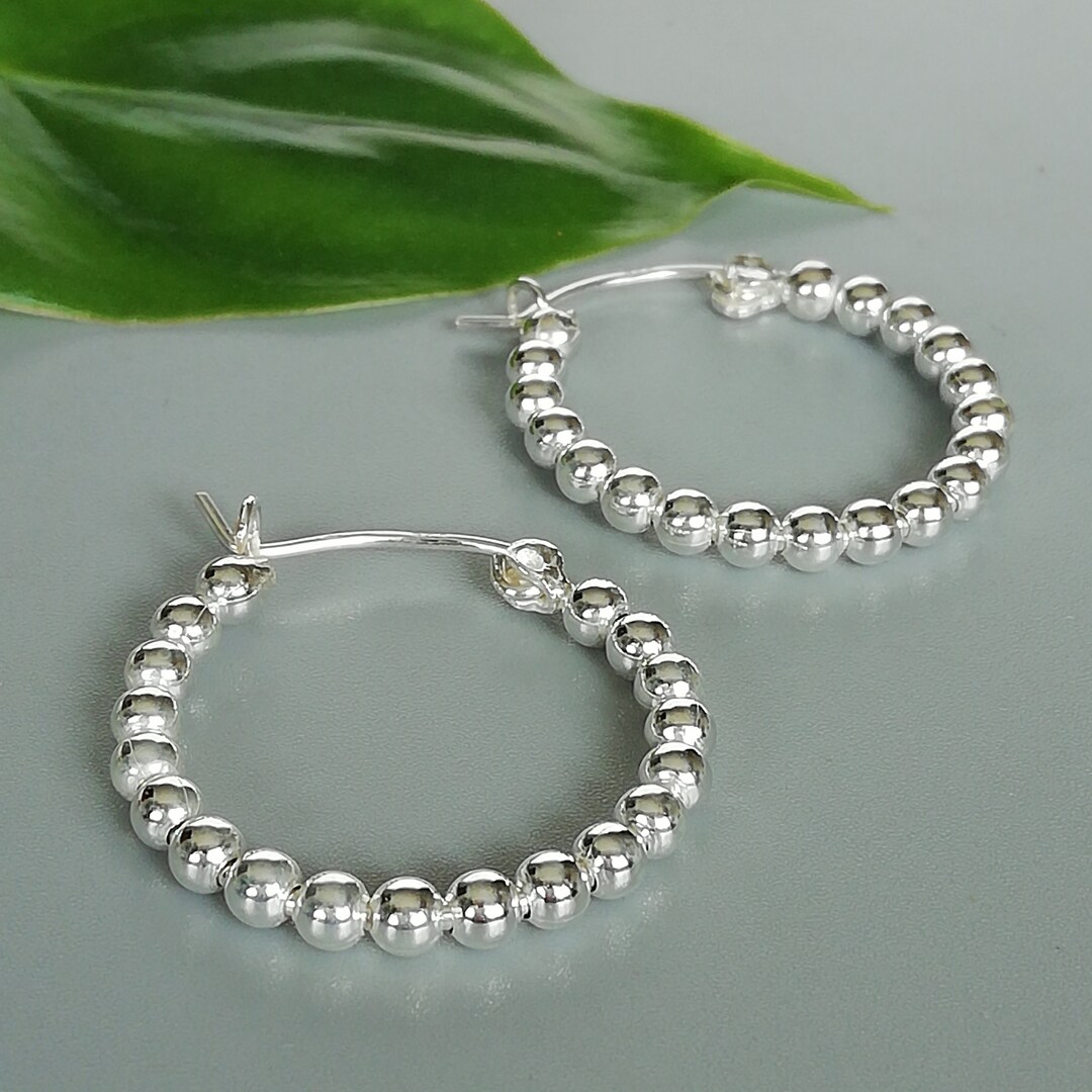 Ball Hoops Silver Hoop Earrings Silver Jewelry Minimalist Hoops Silver ...