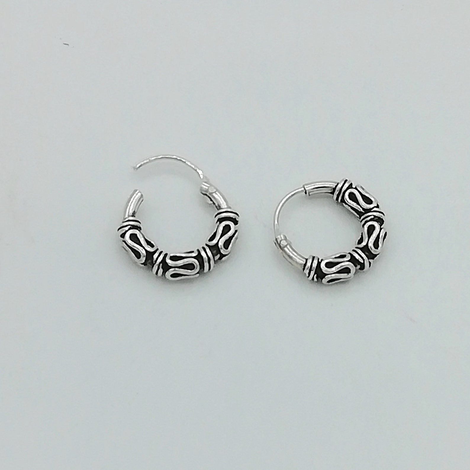 Ethnic Bali Hoops 12mm Silver Hoops Silver Hoop Earrings - Etsy