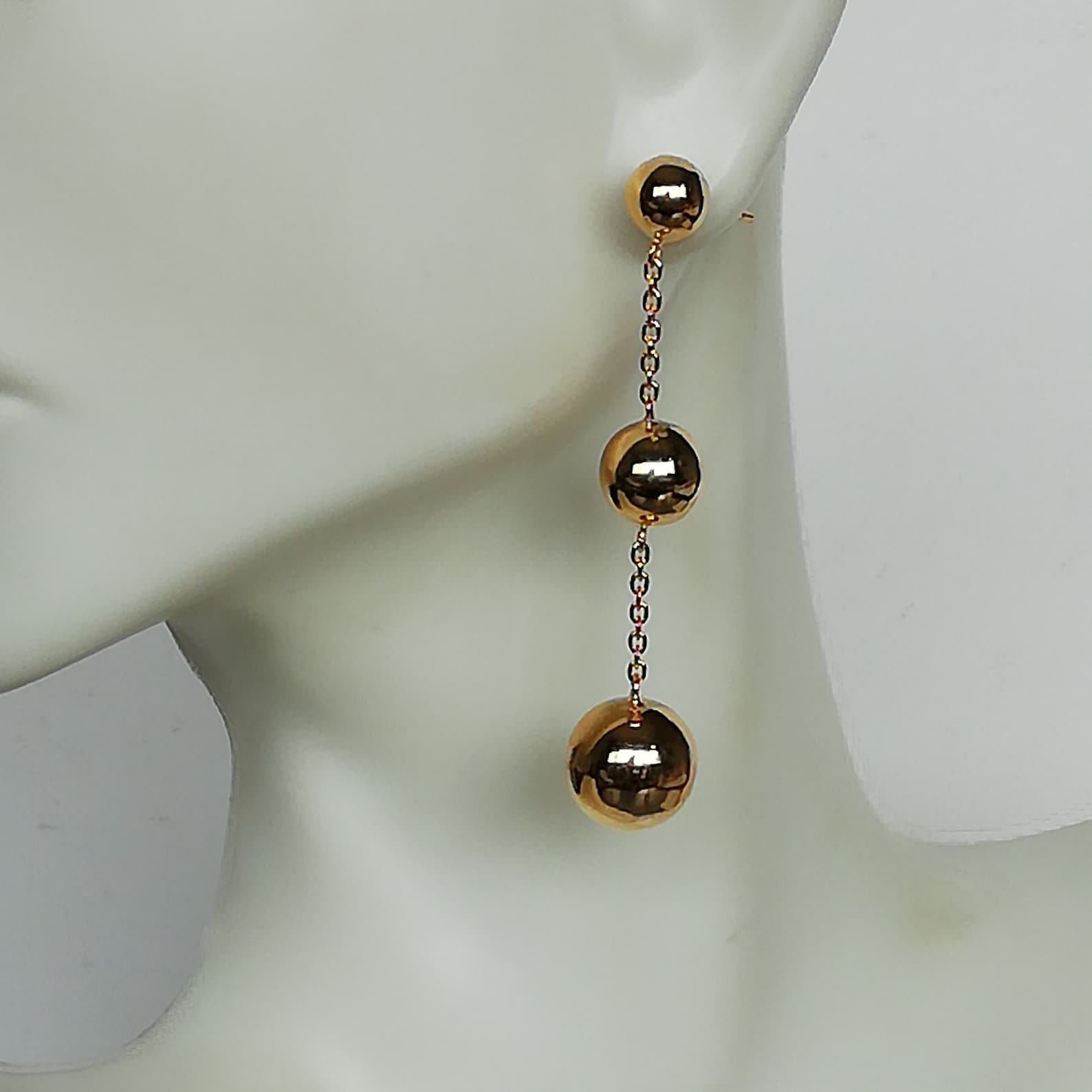 Gold Ball Ear Dangler | Dangle Earrings | Gold Earrings | Sterling ...
