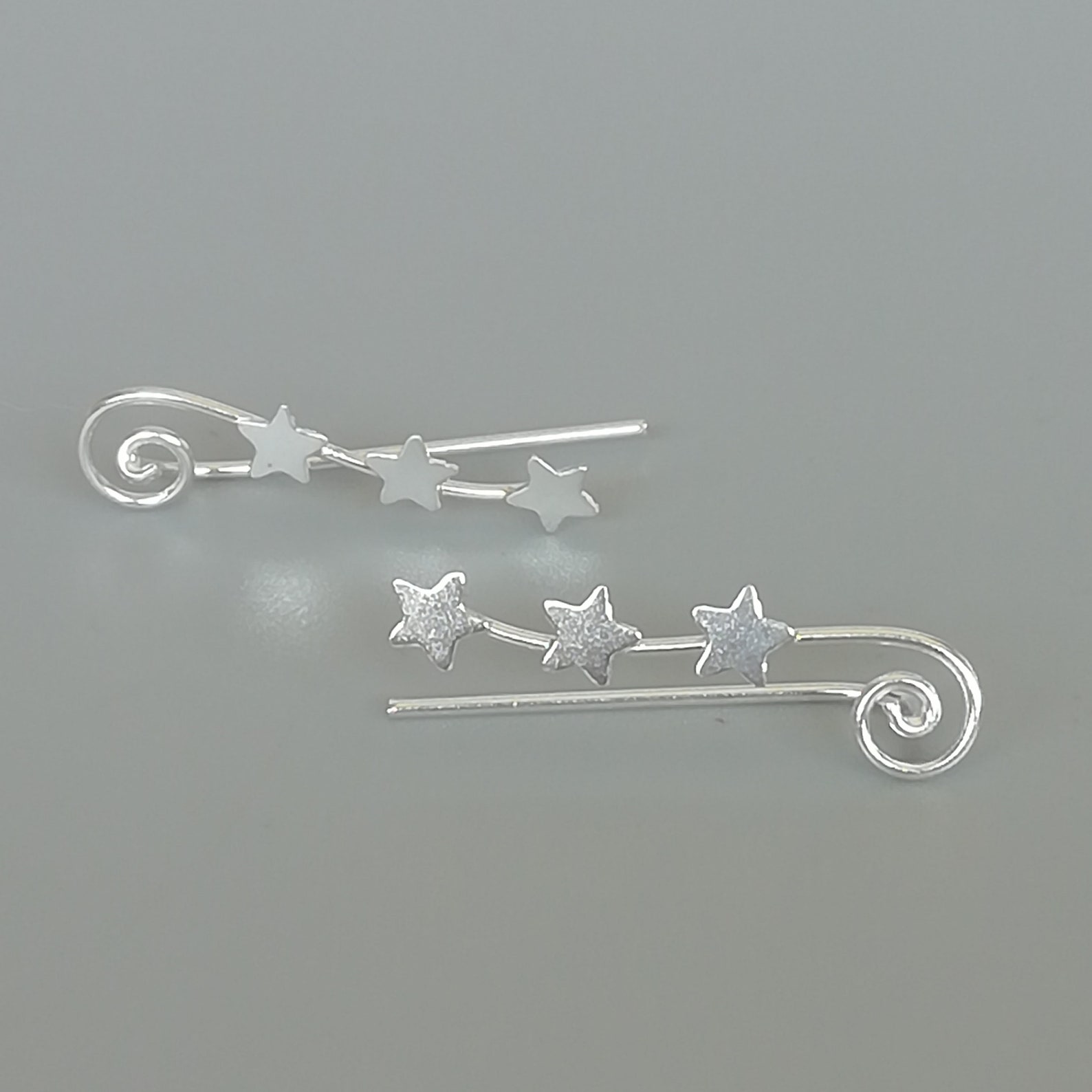 Silver Celestial Ear Climber Stars Earrings Silver Ear | Etsy