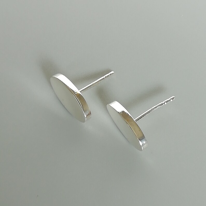 Oval silver ear stud Silver ear studs Silver jewelry | Etsy