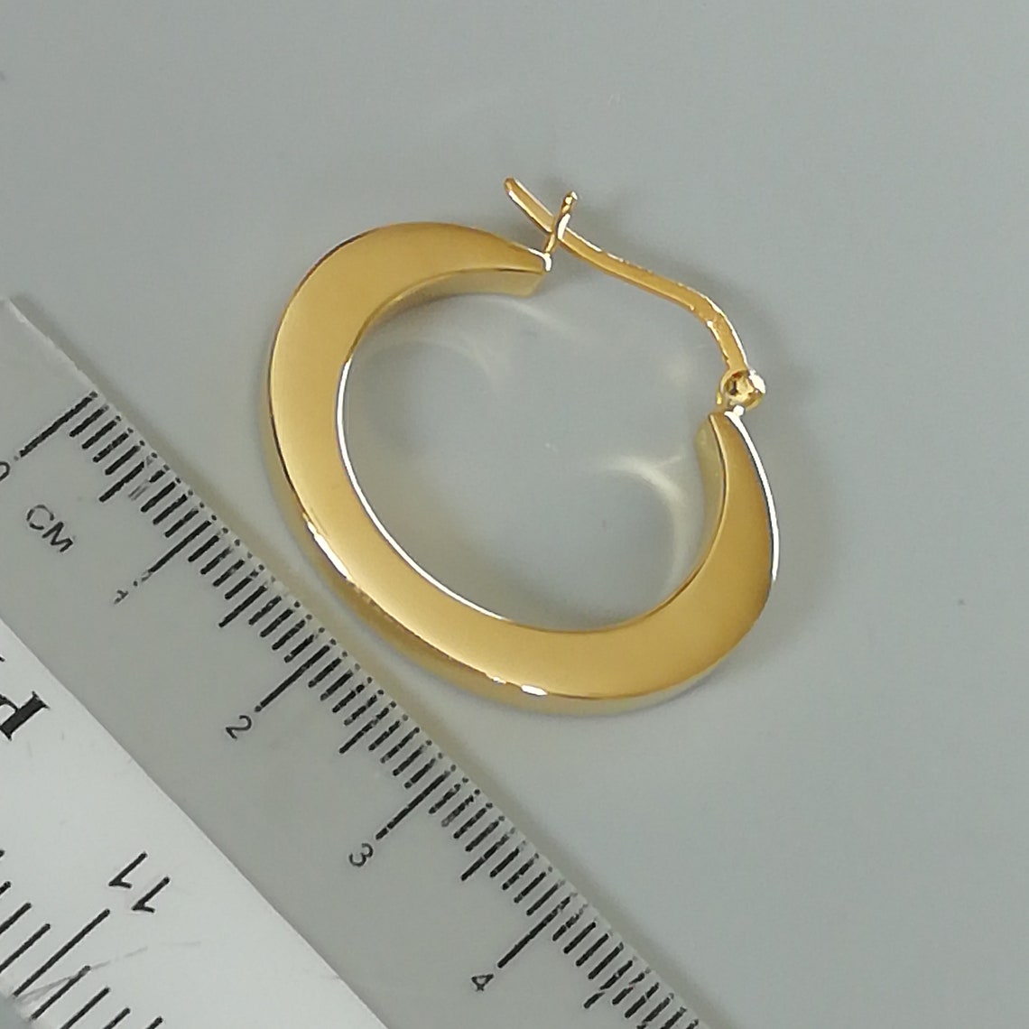 Oblong gold hoops Sterling silver 32mm gold dipped hoops | Etsy