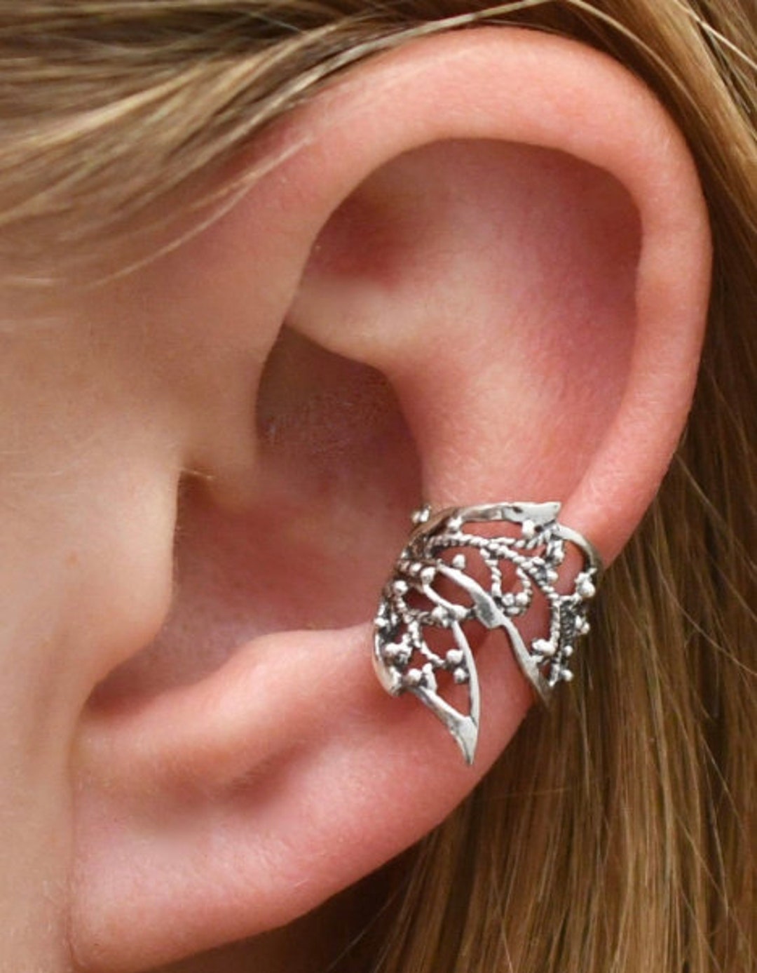 Roman Ear Cuff Silver Cuff No Piercing Ear Cuff Bohemian Cuff Carved ...