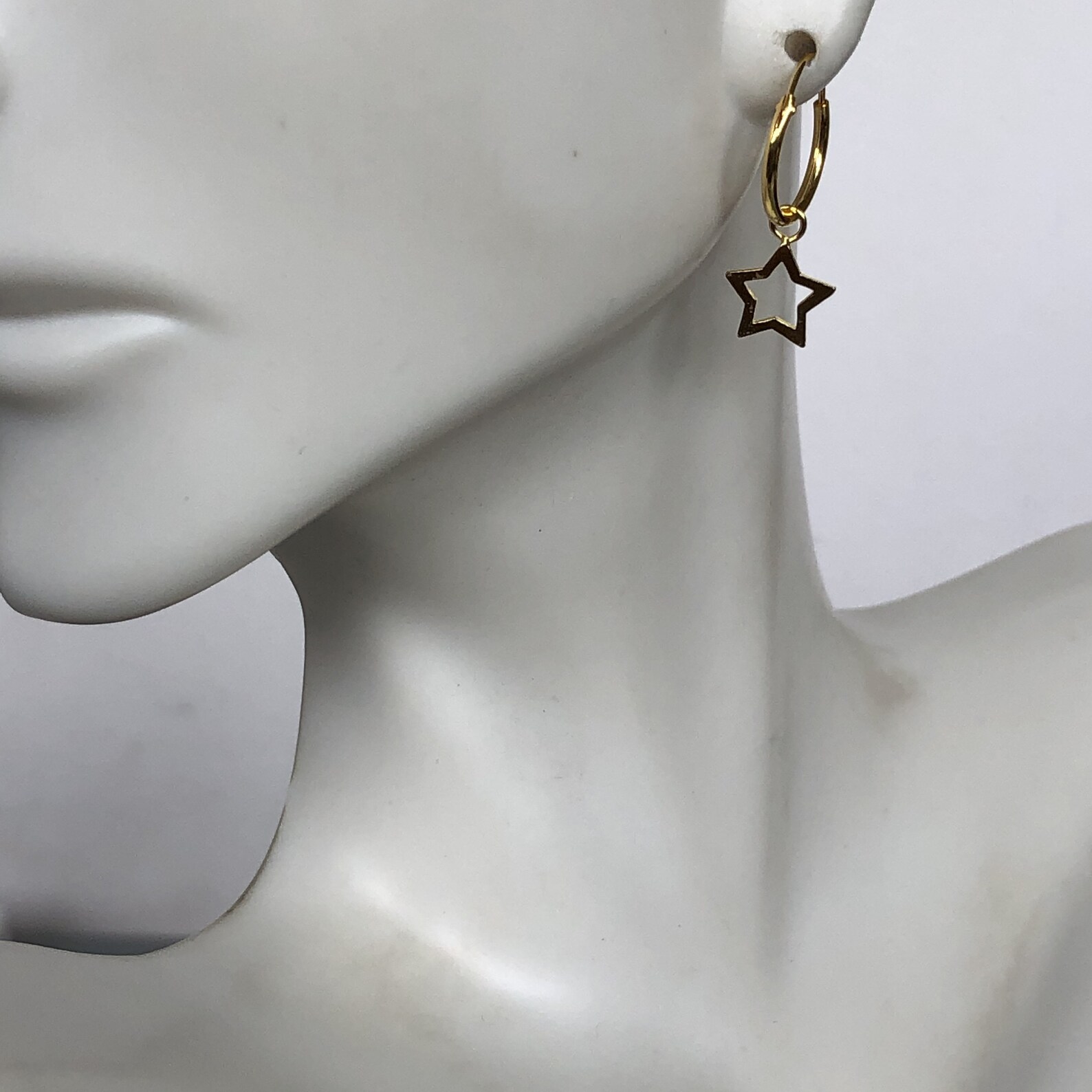 Gold Star Charm Hoop Gold Plated Star Hoops 12 Mm | Etsy