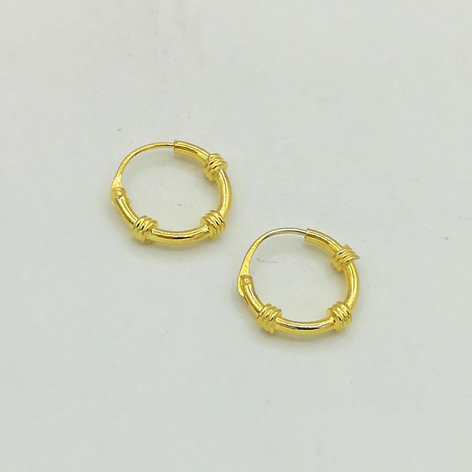 Small gold hoops 10 mm hoops Bali gold ear hoops Twisted | Etsy