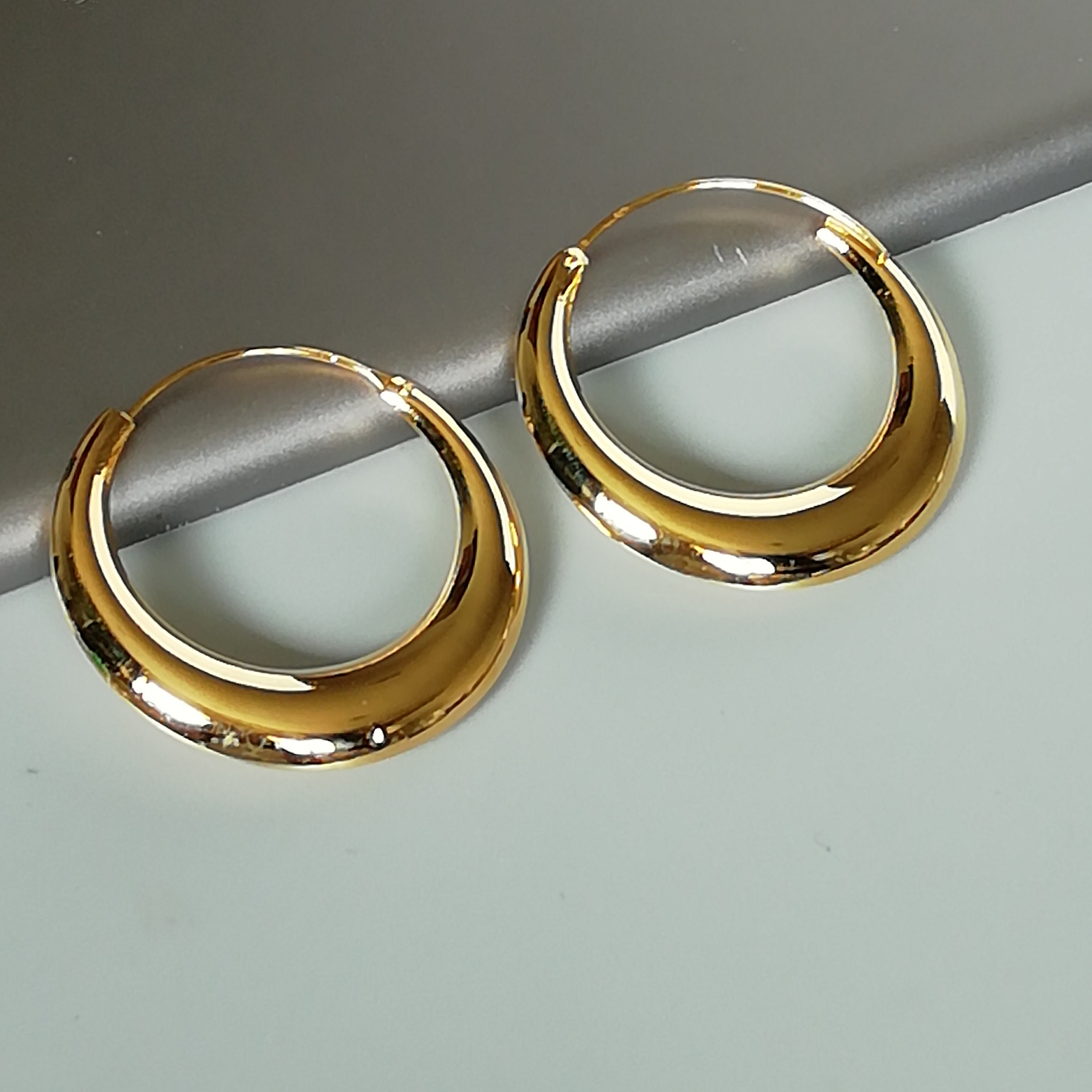 40 Mm Gold Hoops | Sterling Silver Gold Dipped Hoops | Ear Hoops ...