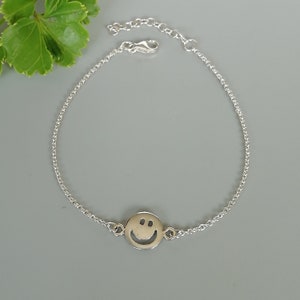 Sterling Silver Smiley Charm Bracelet Smiley Face Bracelet - Etsy