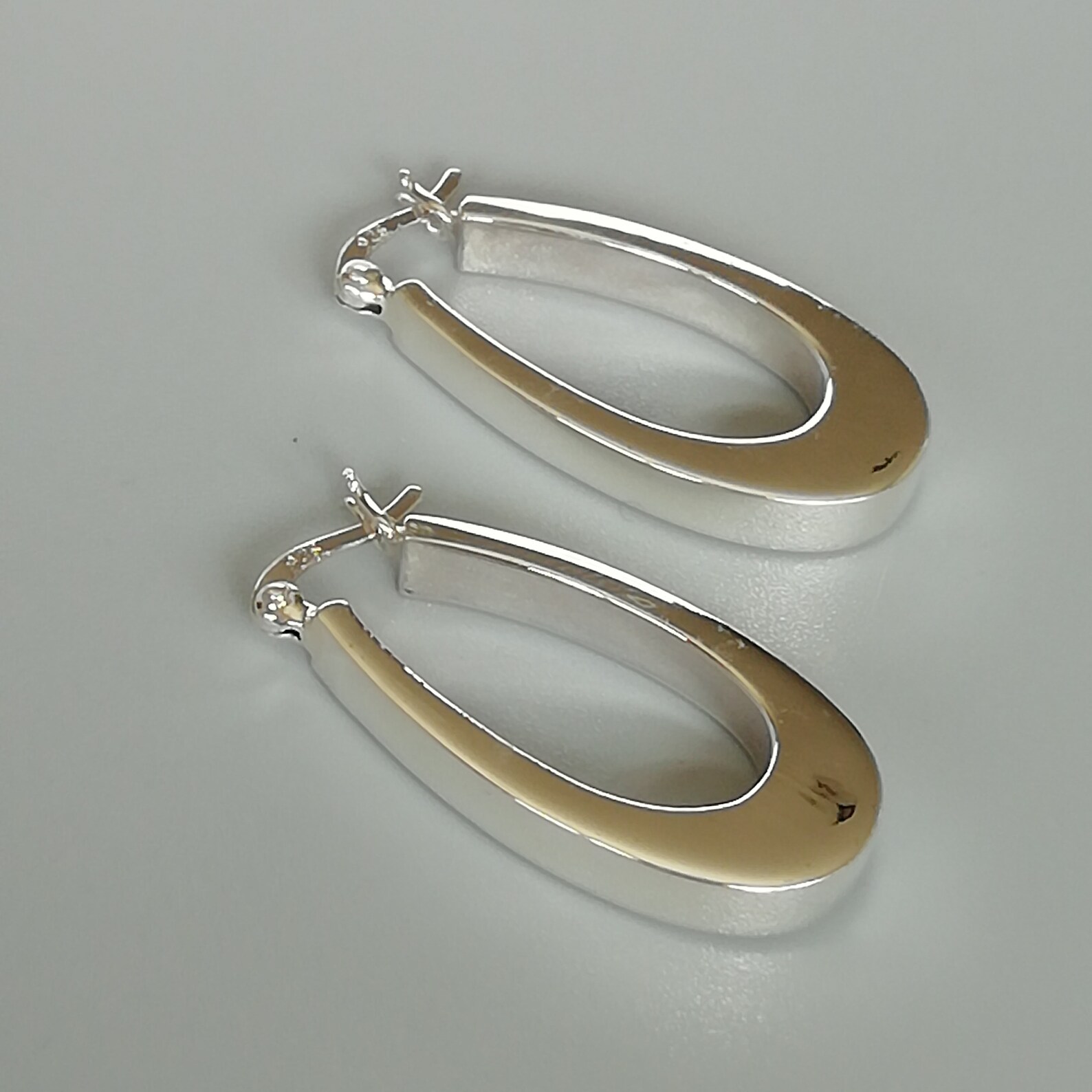 Sterling Silver Oval Hoops Simple Hoop Earrings Minimalist | Etsy