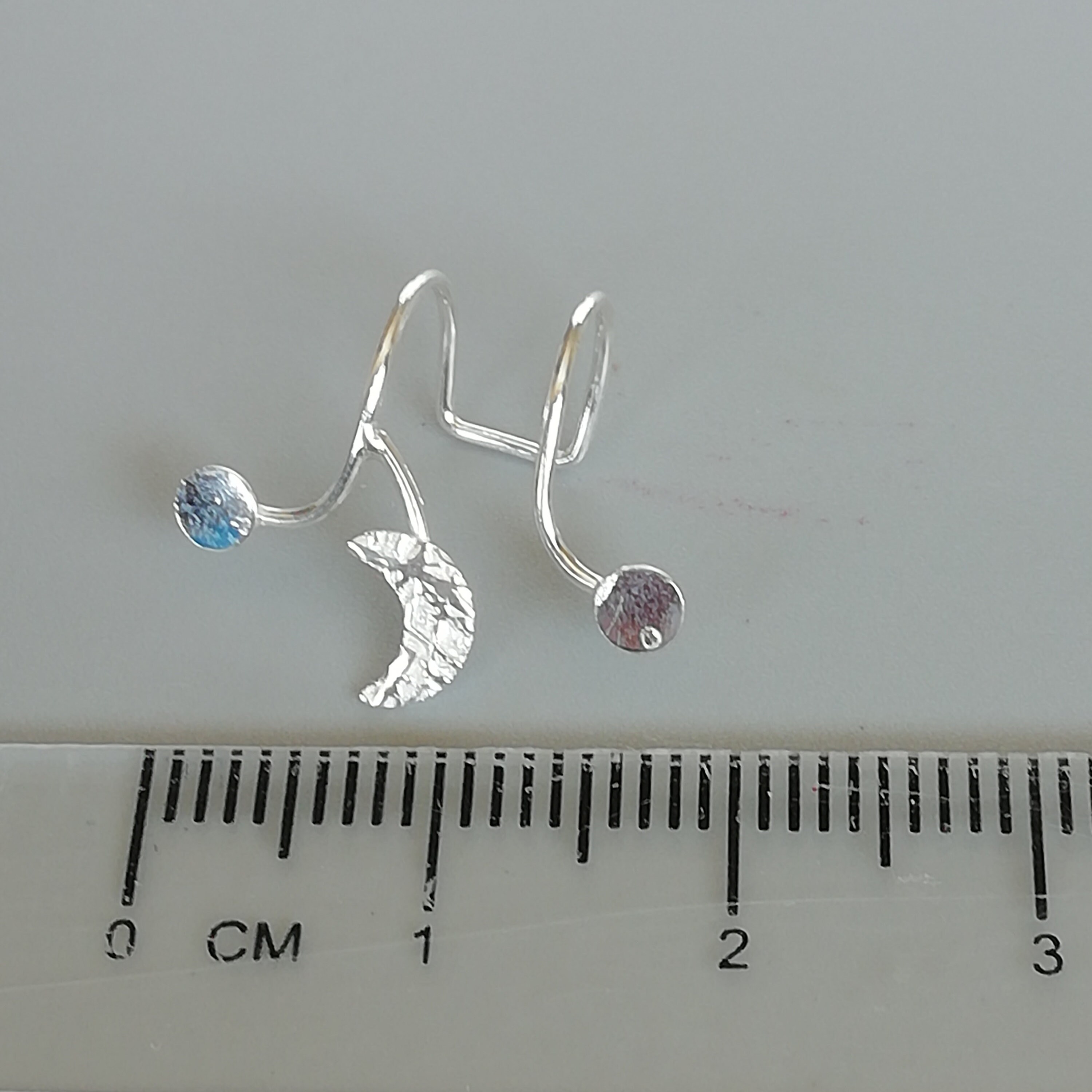 Celestial silver ear cuff Moon phase ear cuff No piercing | Etsy
