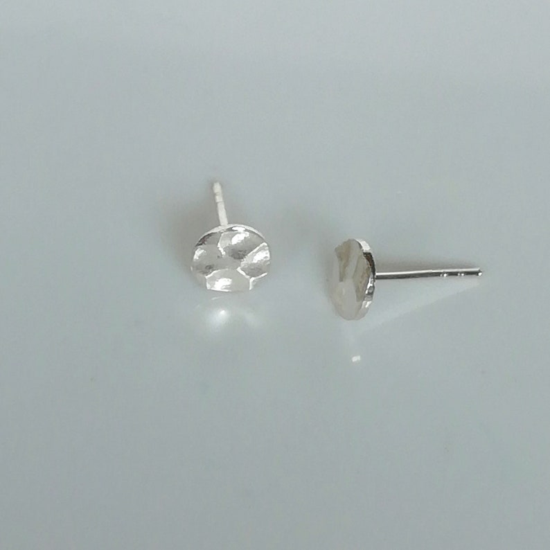 Silver Studs Hammered Studs Round Ear Studs Silver | Etsy