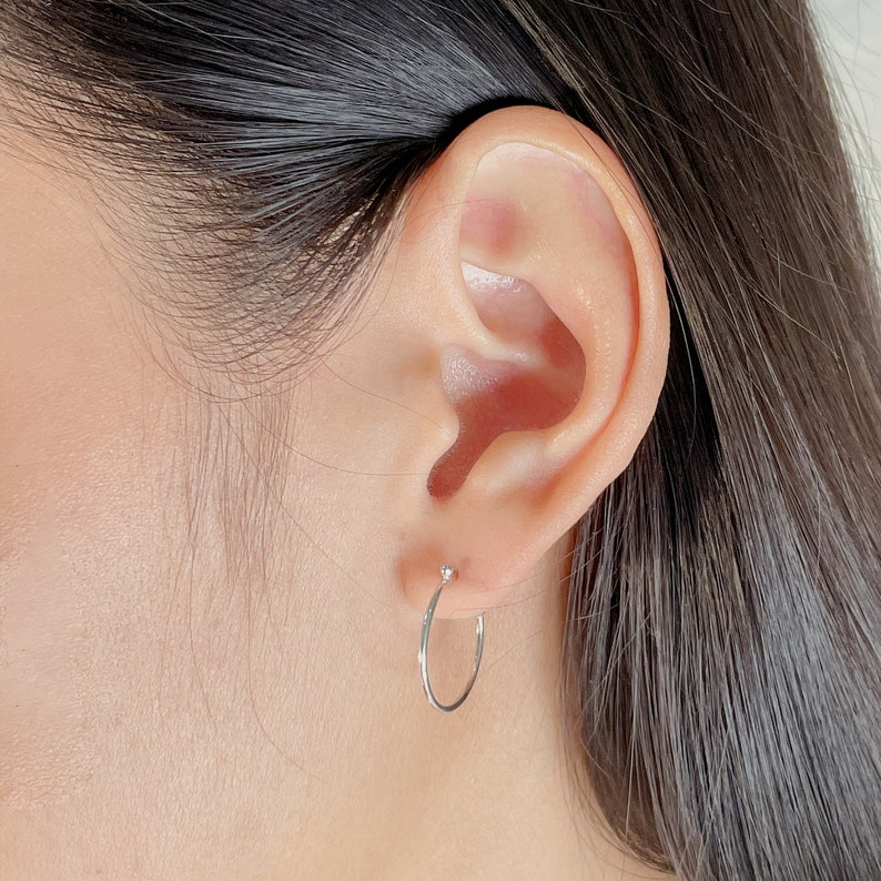 Sterling Silver Round Ear Hoops | Ear Hoops | Minimalist Jewelry | Hoop ...