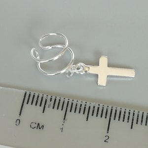 Sterling Silver Cross Ear Cuff | Religious Charm Cuff | Cross Charm Earrings | Open Ended Ear ...