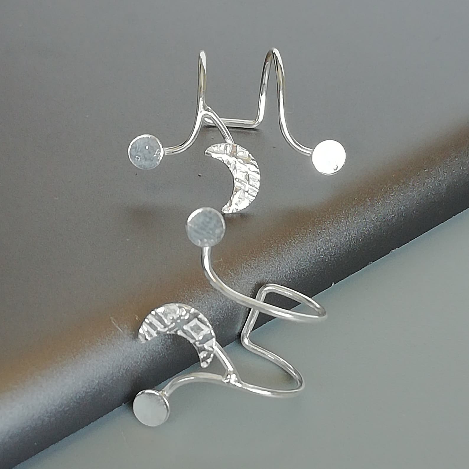 Celestial Silver Ear Cuff Moon Phase Ear Cuff No Piercing - Etsy