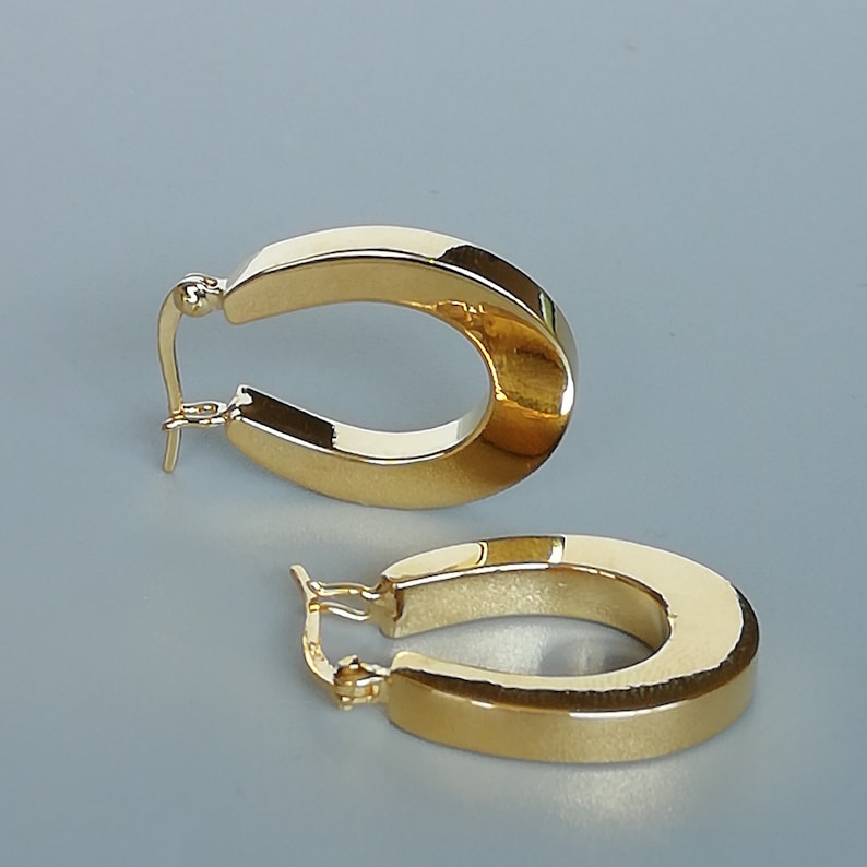 Oval Gold Hoops Simple Gold Hoop Earrings Minimalist Gold - Etsy