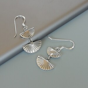 Sterling Silver Fan Danglers Silver Jewelry Long Earrings Japanese Fan ...