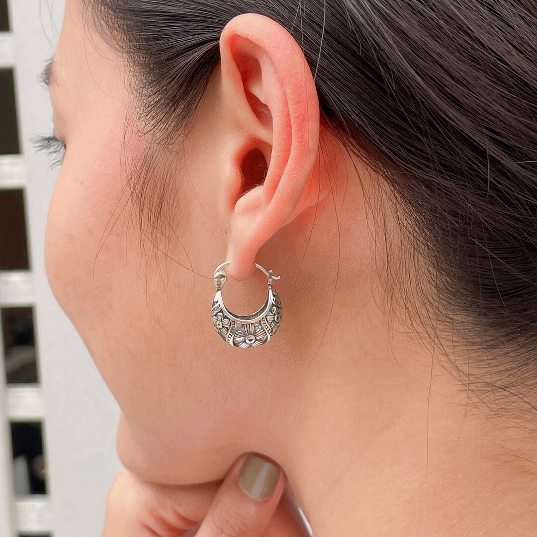 Sterling Silver Filigree Hoops Turkish Hoops Bohemian - Etsy