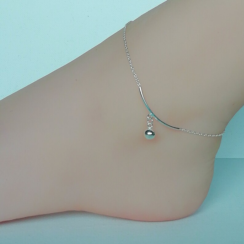 Sterling Silver Arc and Ball Anklet | Ball Anklet | Feet Jewelry ...