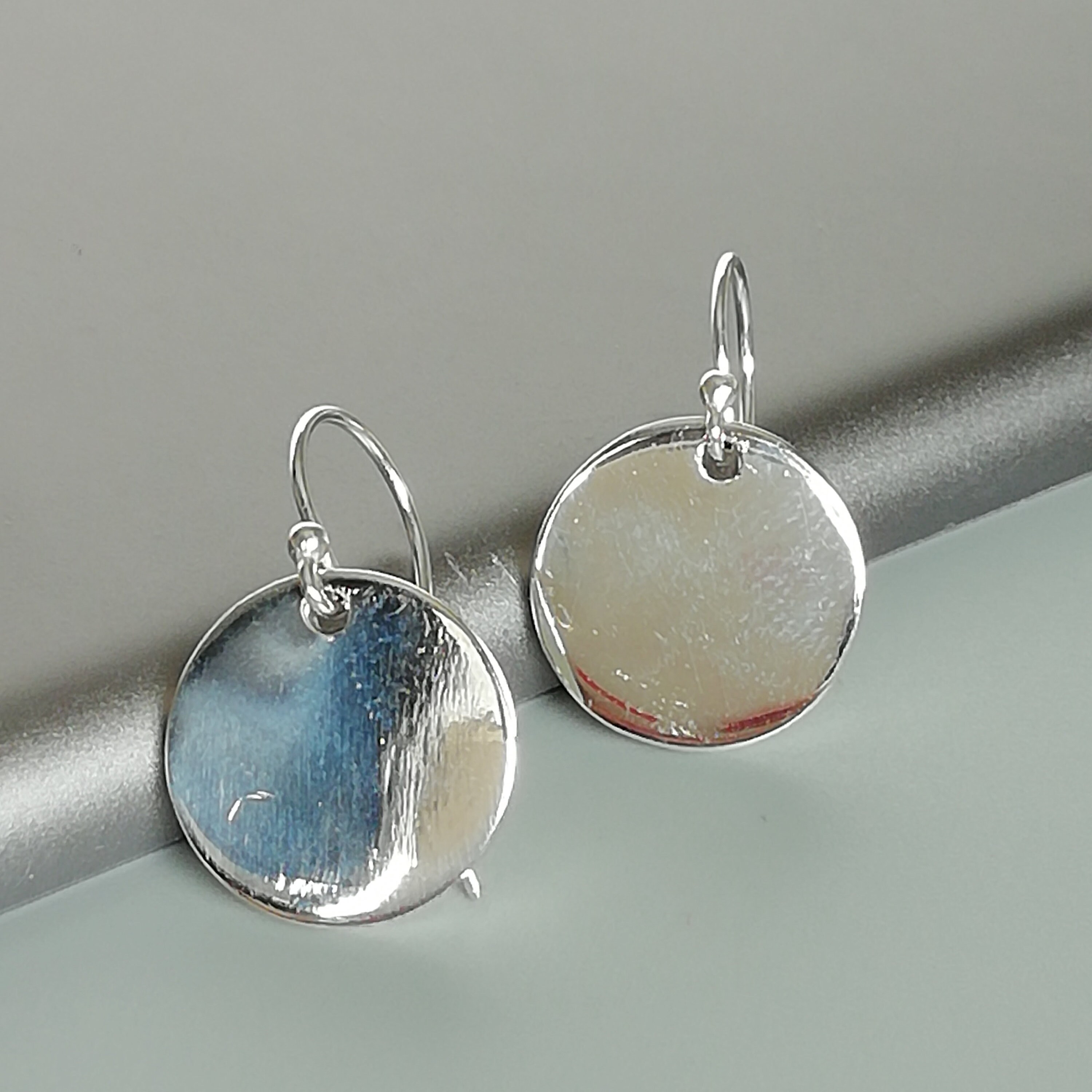 Sterling Silver Round Earrings Round Danglers 925 Silver - Etsy UK