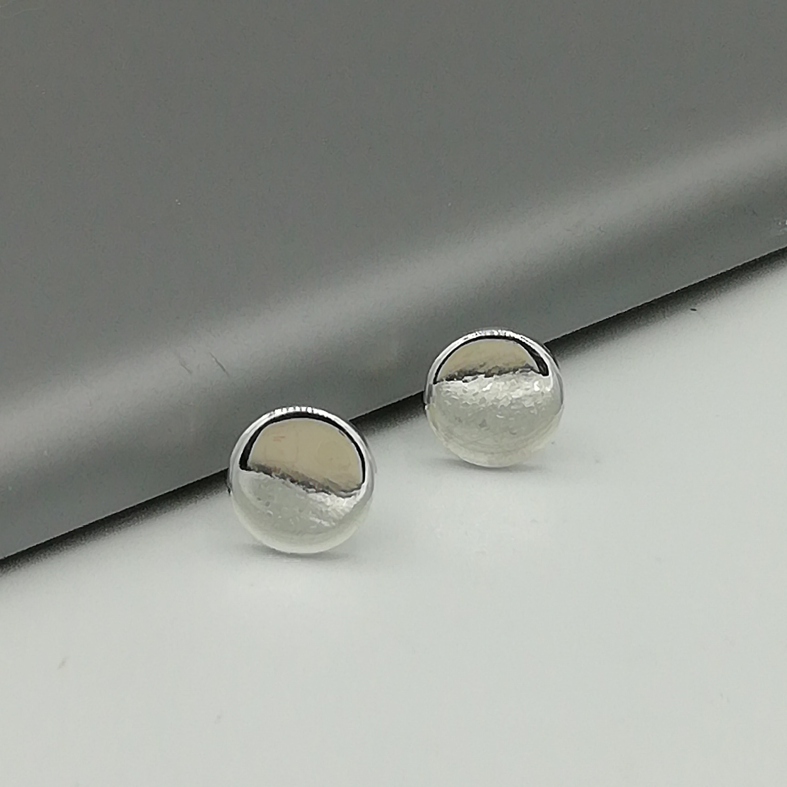 Round ear studs Silver earrings Tiny studs Simple ear | Etsy