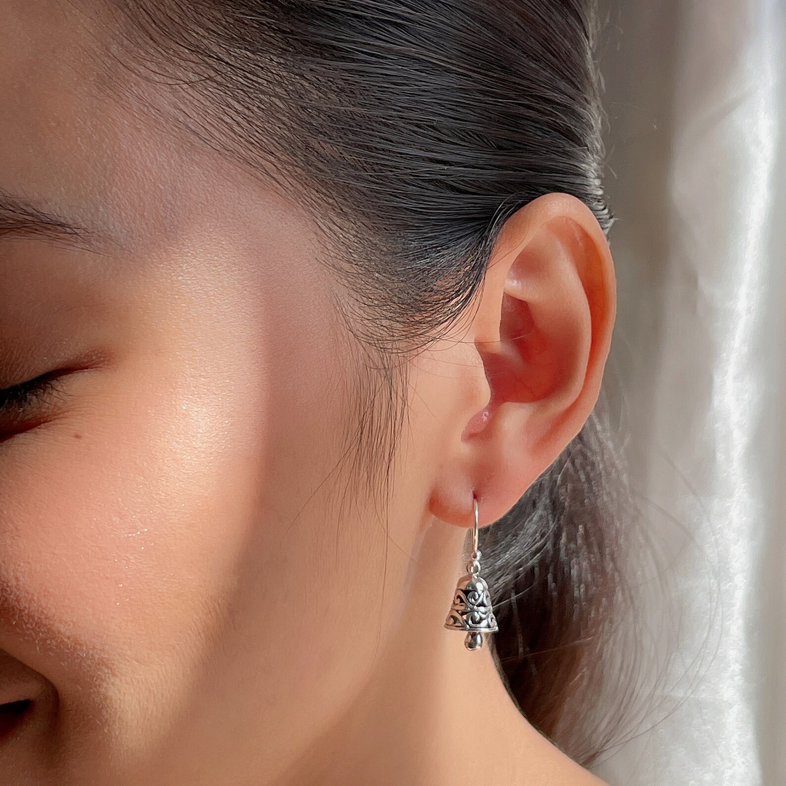 925 Silver Bell Earrings Filigree Silent Bell Ear Danglers - Etsy
