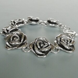 Sterling Silver Rose Bracelet | Electroformed Silver Bracelet | Wrist ...