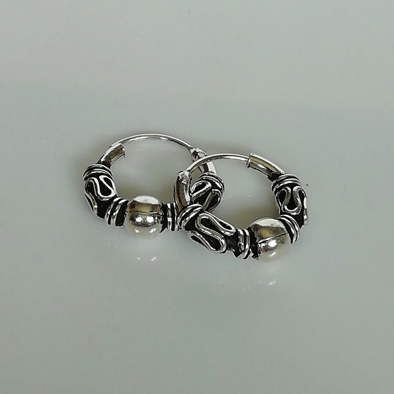 Bali Silver Hoops 12mm Silver Hoops Sliver Ball Hoops - Etsy