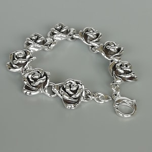 Sterling Silver Rose Bracelet | Electroformed Silver Bracelet | Wrist ...