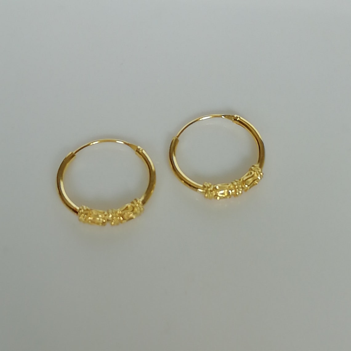 14 Mm Bali Hoops | Ethnic Gold Hoops | Gold Ear Hoops | Silver Wire ...
