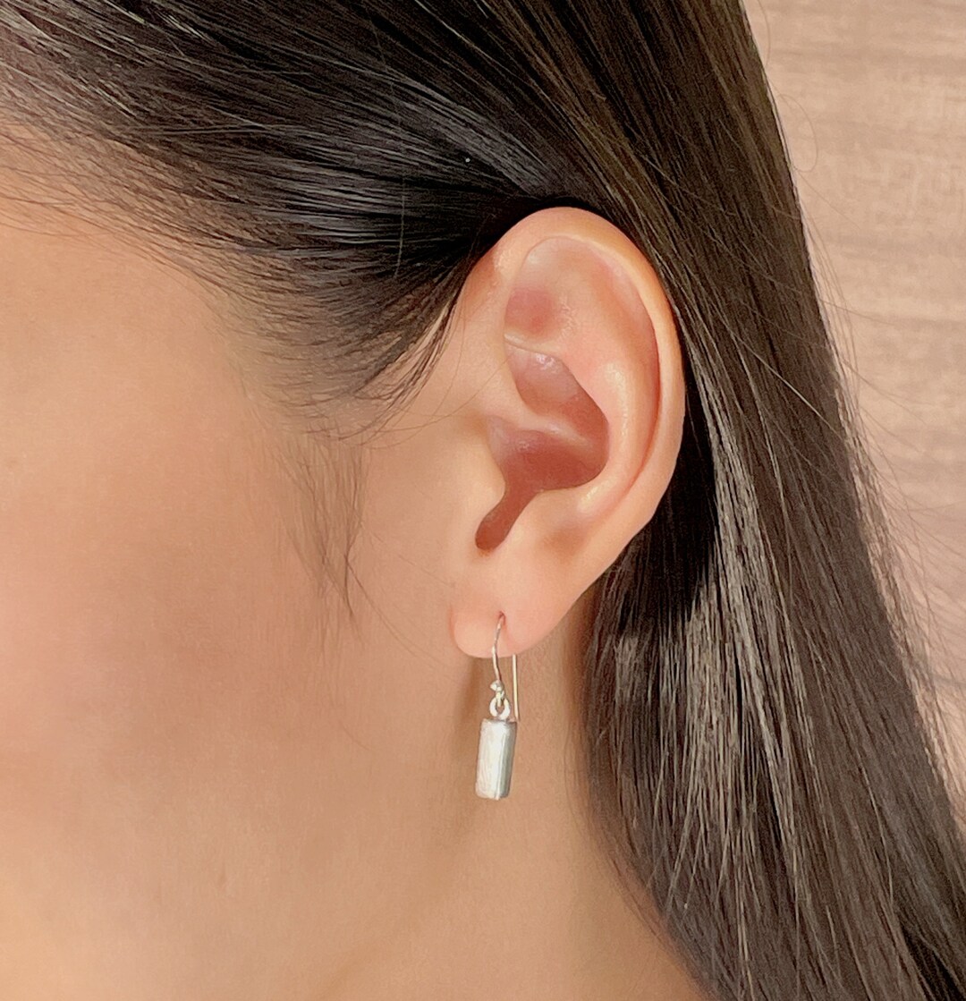 Silver Bar Ear Danglers | Rectangle Earrings | Sterling Silver Earrings ...