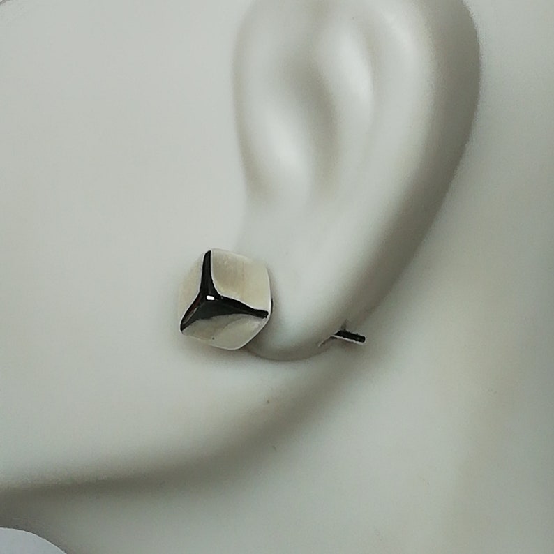 Silver Cube Ear Studs Square Cube Earrings Minimalist - Etsy
