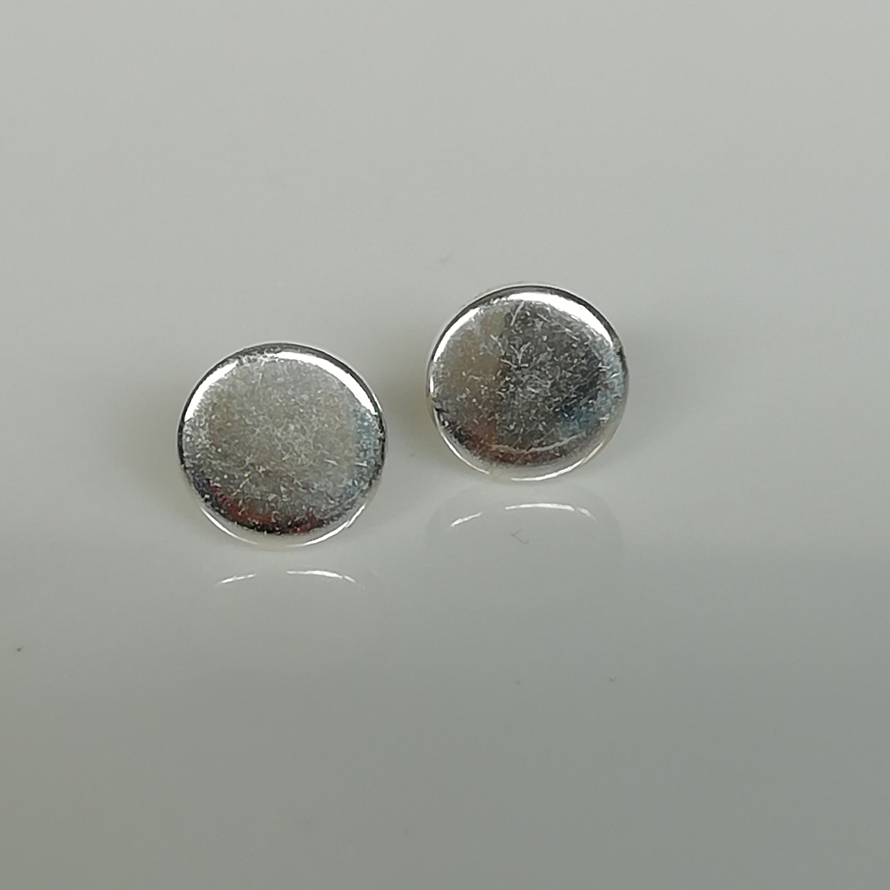 Round ear studs Silver earrings Tiny studs Simple ear | Etsy